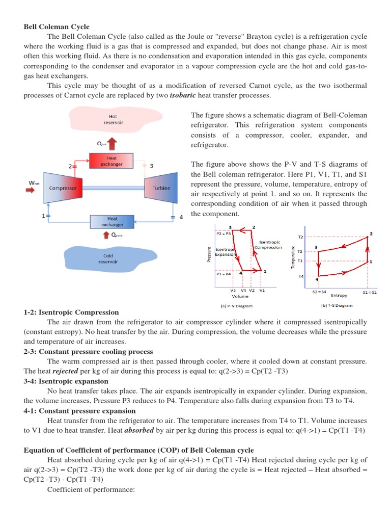 Bell Coleman Cycle | PDF | Refrigeration | Air Conditioning