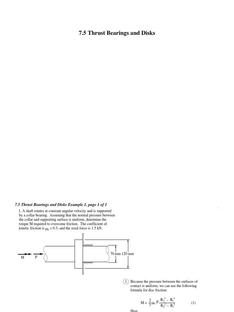 Friction - Thrust Bearings (Numericals) | PDF | Rotation Around A Fixed ...