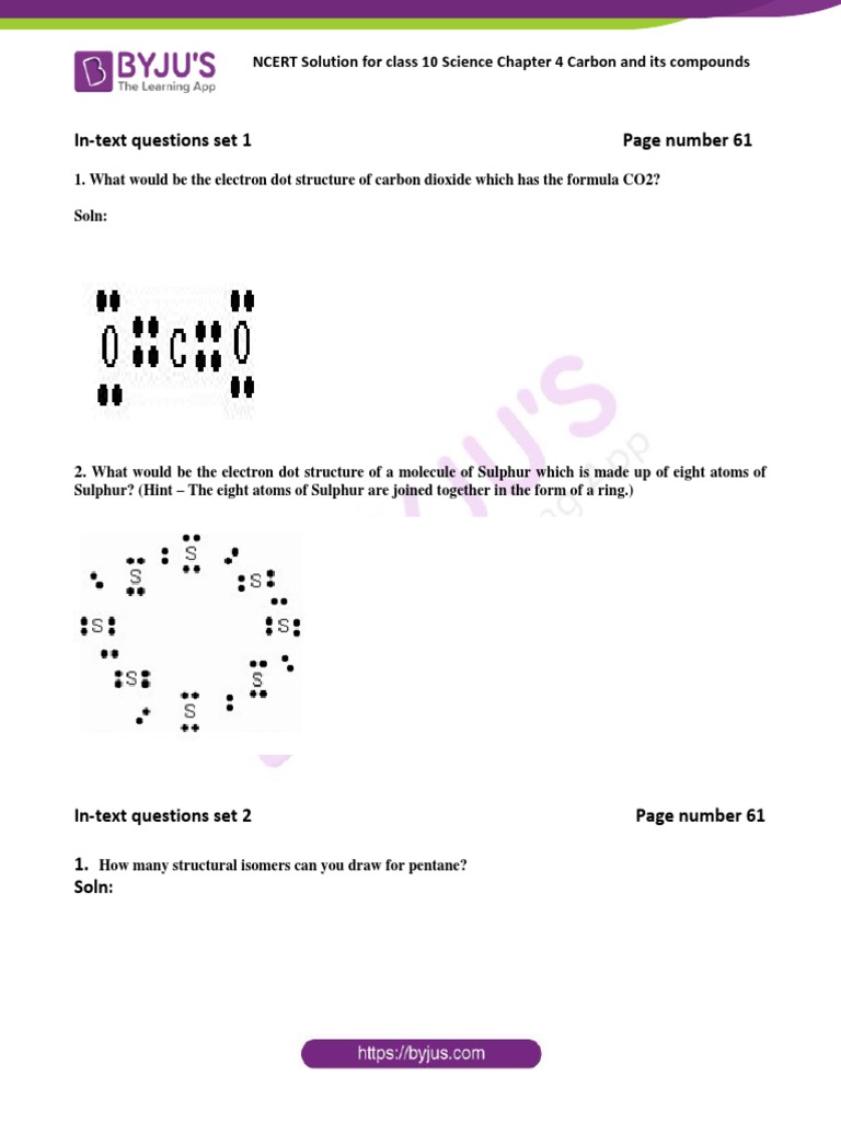 NCERT Solutions For CBSE Class 10 Science Chapter 4 Carbon and Its ...