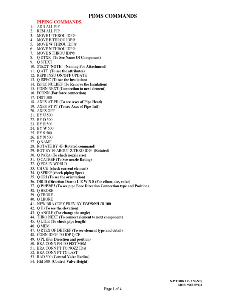PDMS Commands PDF | PDF