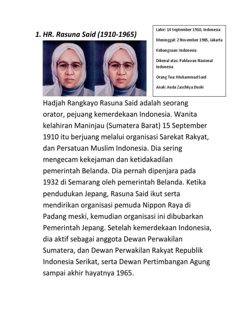 Biodata HR. Rasuna Said, Pejuang Nasional | PDF