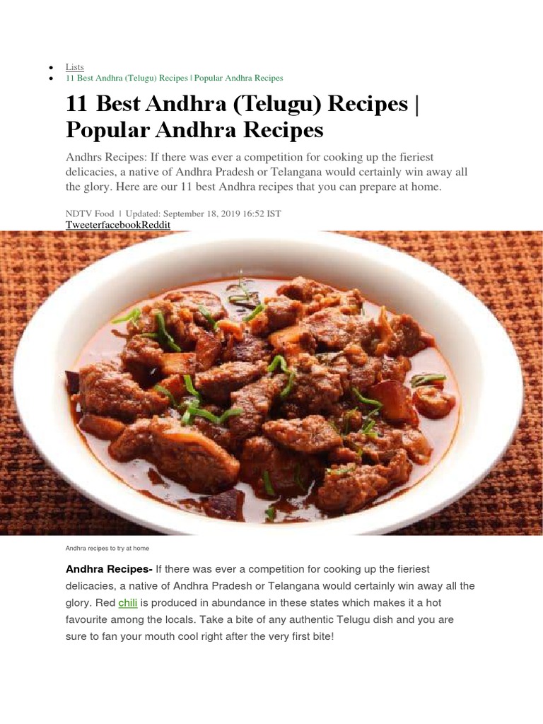 Telugu Bojanam | PDF | Cuisine | Asian Cuisine