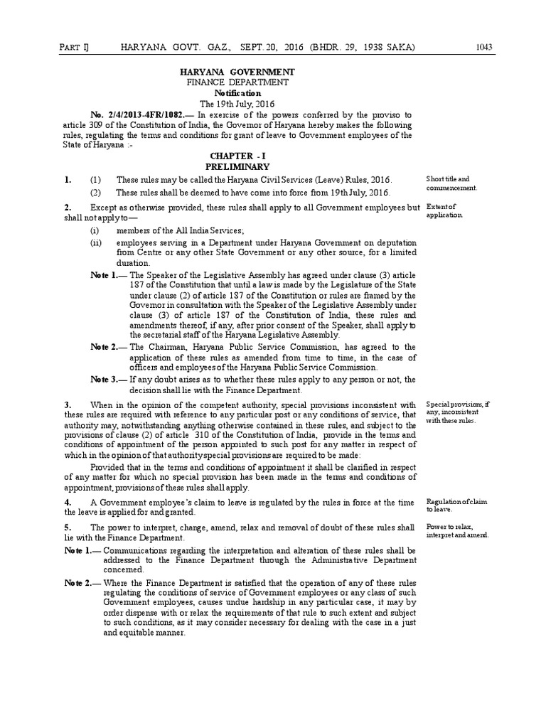 Hcs Leave Rules 2016 - 1 PDF | PDF | Parental Leave | Government