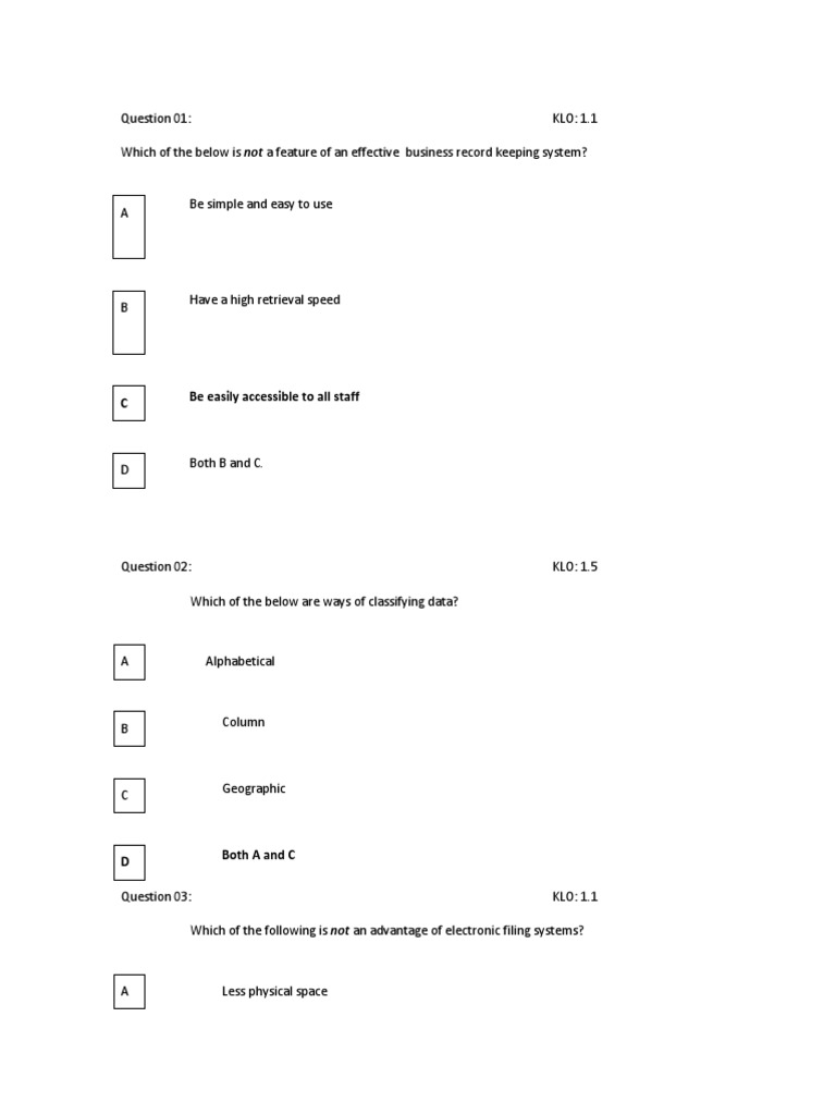 Maintain Business Records Quiz | PDF | Computer Data Storage | Records ...