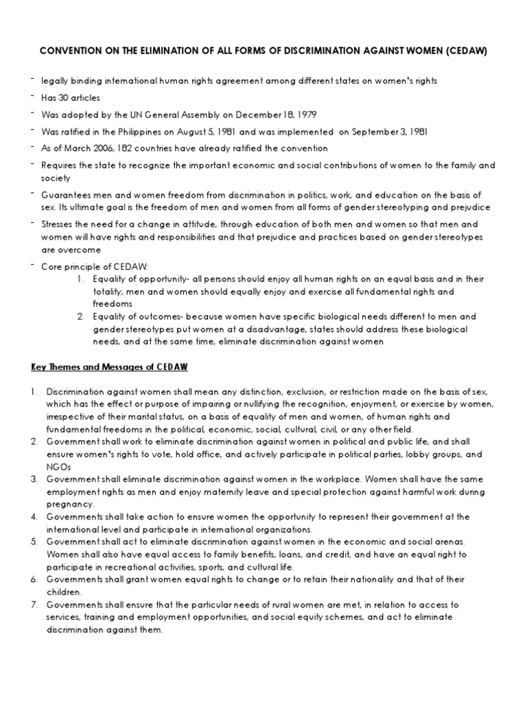 Cedaw | PDF | Convention On The Elimination Of All Forms Of ...