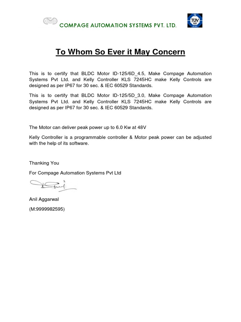 Certificate IP67 | PDF