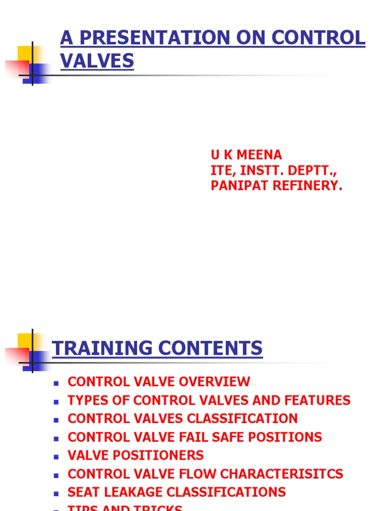 A Presentation On Control Valves | Download Free PDF | Valve | Actuator