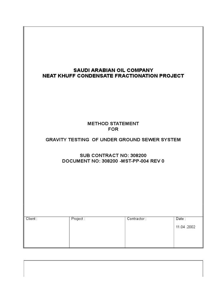 MST Gravity Test Ows | PDF | Sanitary Sewer | Specification (Technical ...
