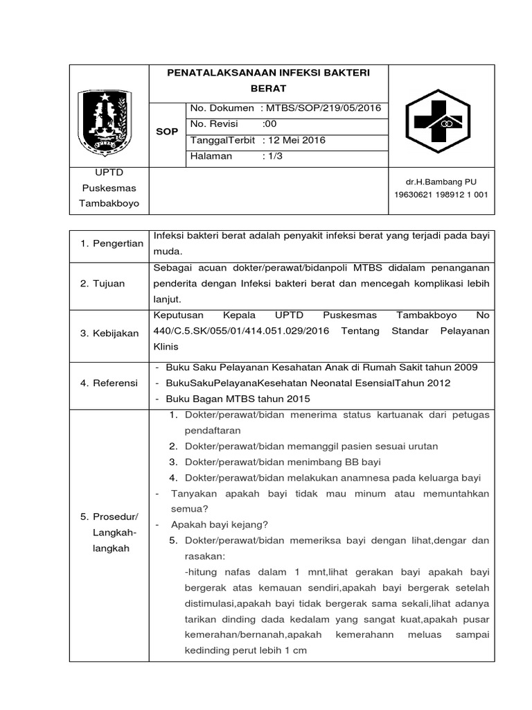 Sop Infeksi Bakteri Berat | PDF | Kesehatan Holistik | Sains & Matematika
