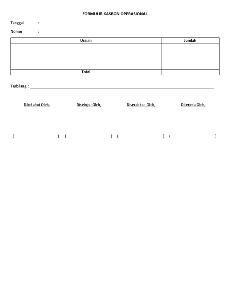 Formulir Kasbon Operasional | PDF