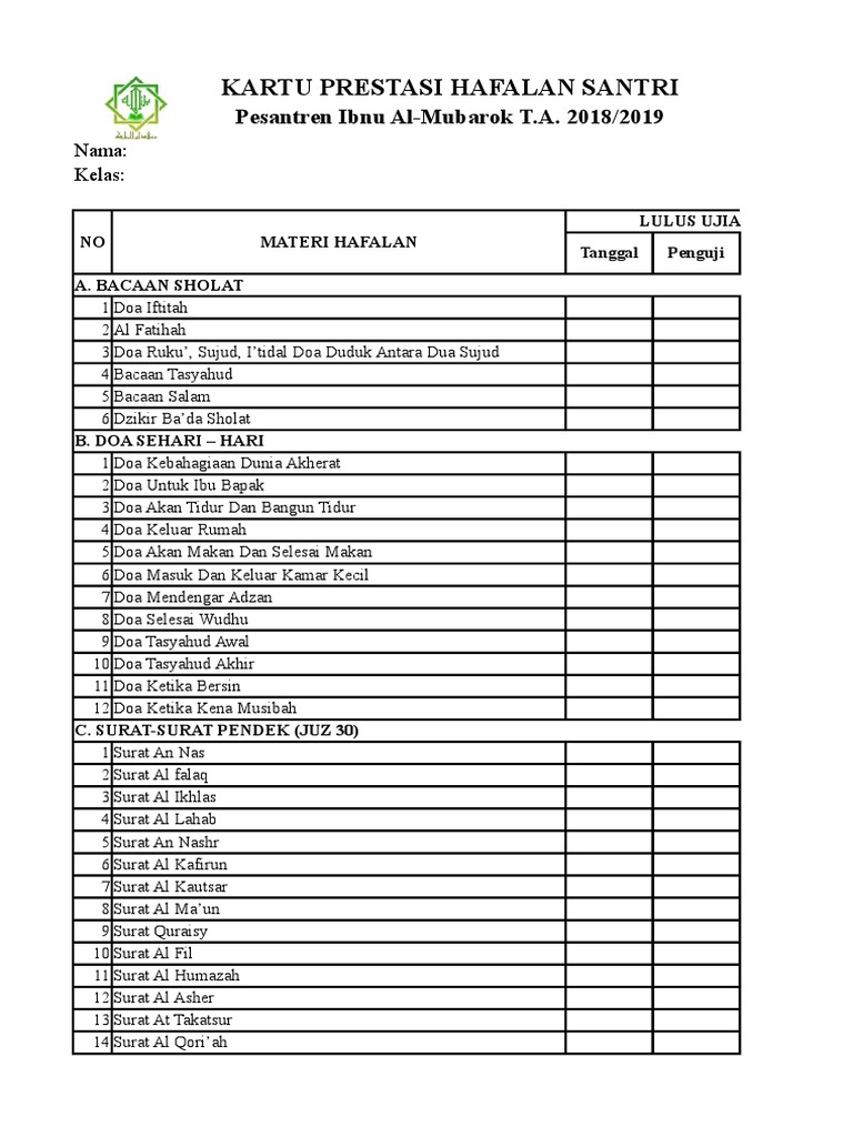 Kartu Prestasi Siswa | PDF