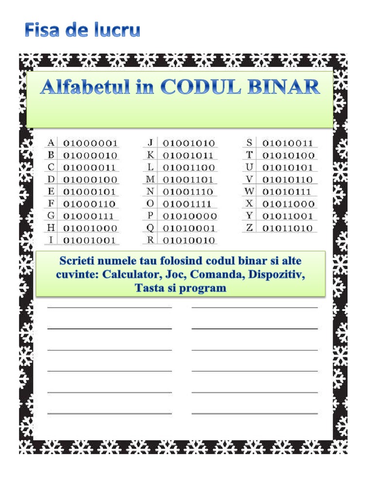 Fisa de Lucru Codul Binar | PDF