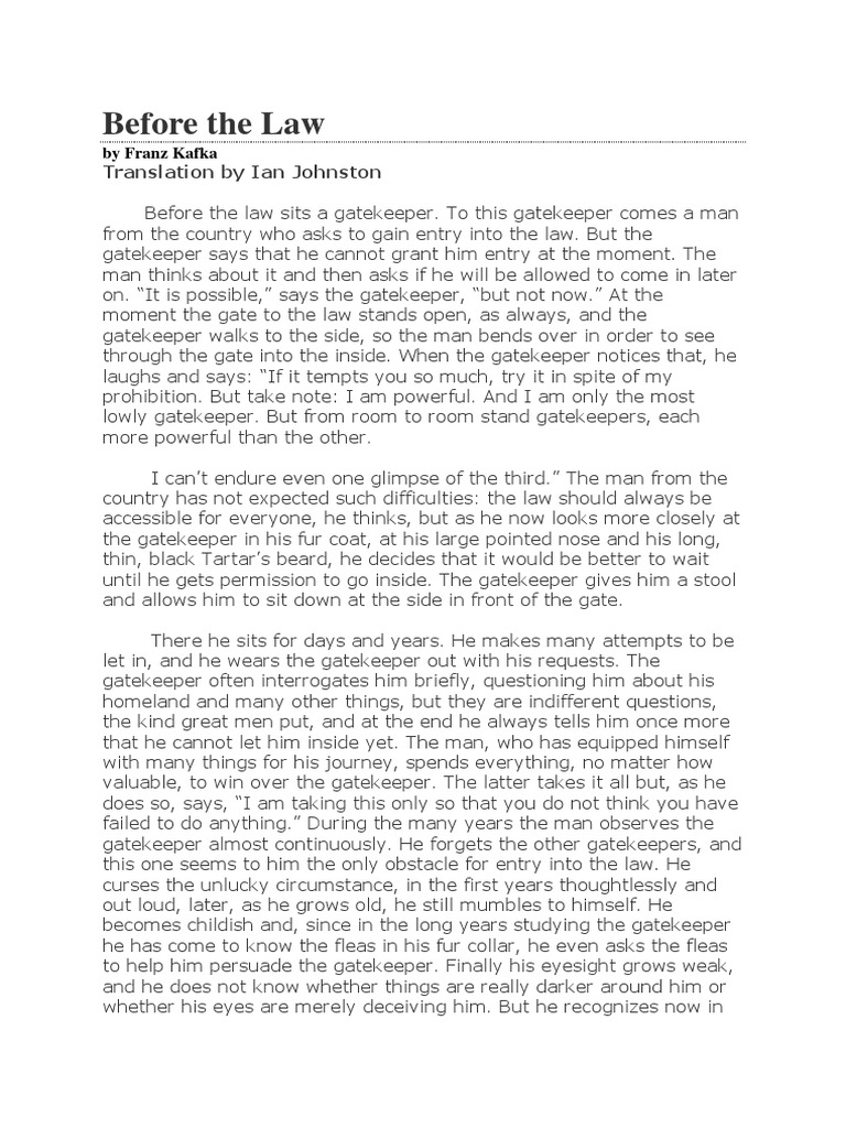 Before The Law-Kafka | PDF | Nature