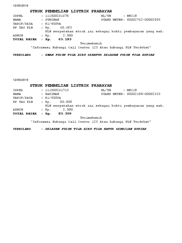 PLN Struk Baru | PDF