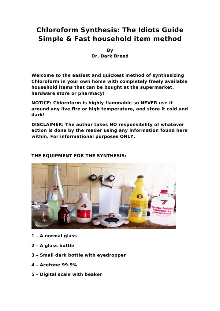 DIY Chloroform Guide for Beginners | PDF | Bleach | Materials