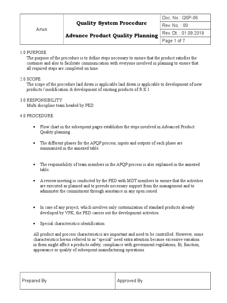 APQP Flow Chart and Procedure | PDF | Quality Management System ...