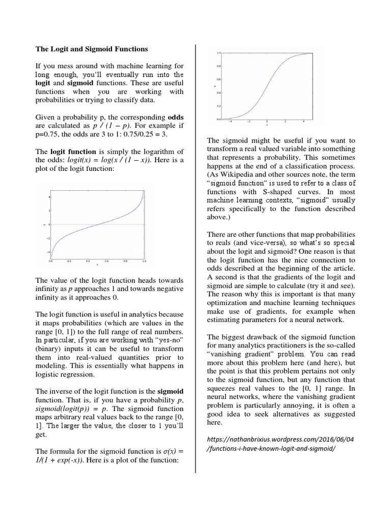 The Logit and Sigmoid | PDF | Function (Mathematics) | Odds