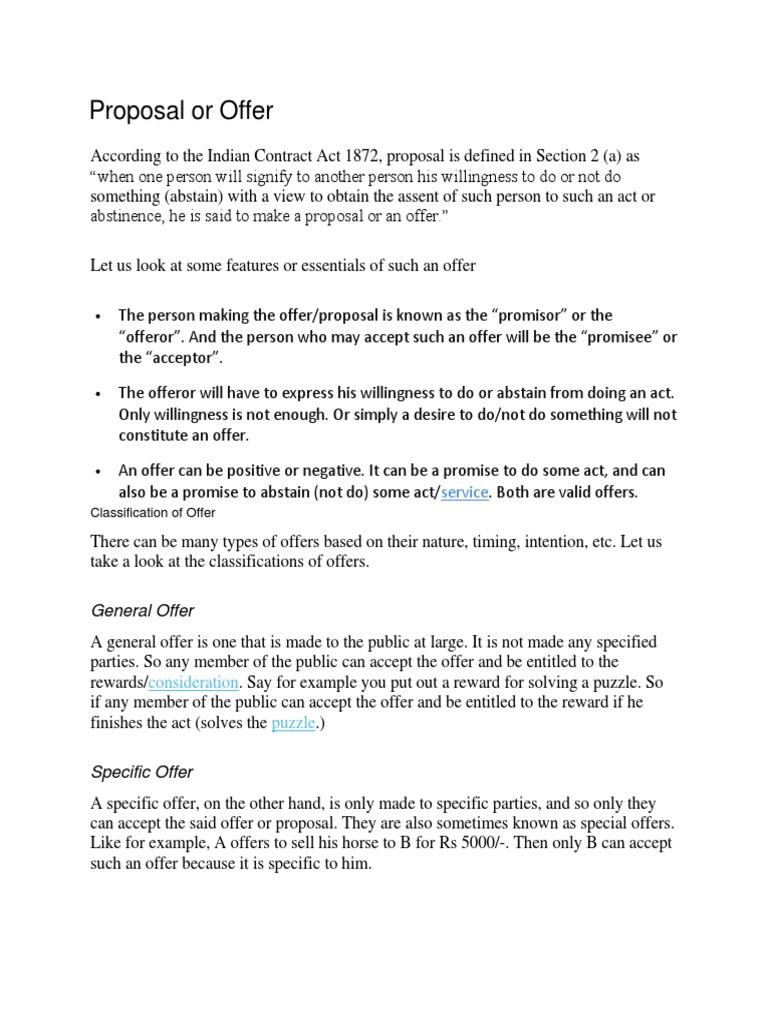 Proposal | PDF | Offer And Acceptance | Legal Concepts