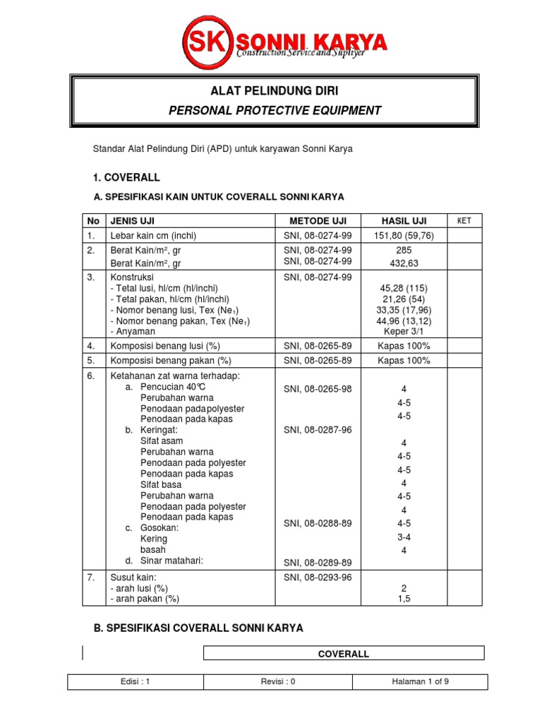 Contoh Standard APD | PDF