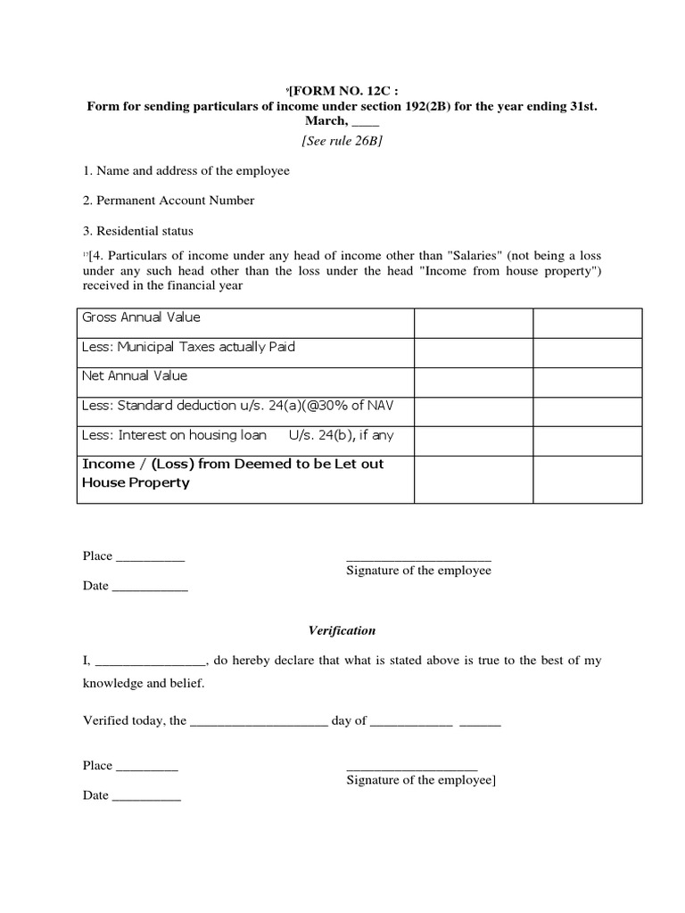 FORM 12C (Let Out Property) | PDF