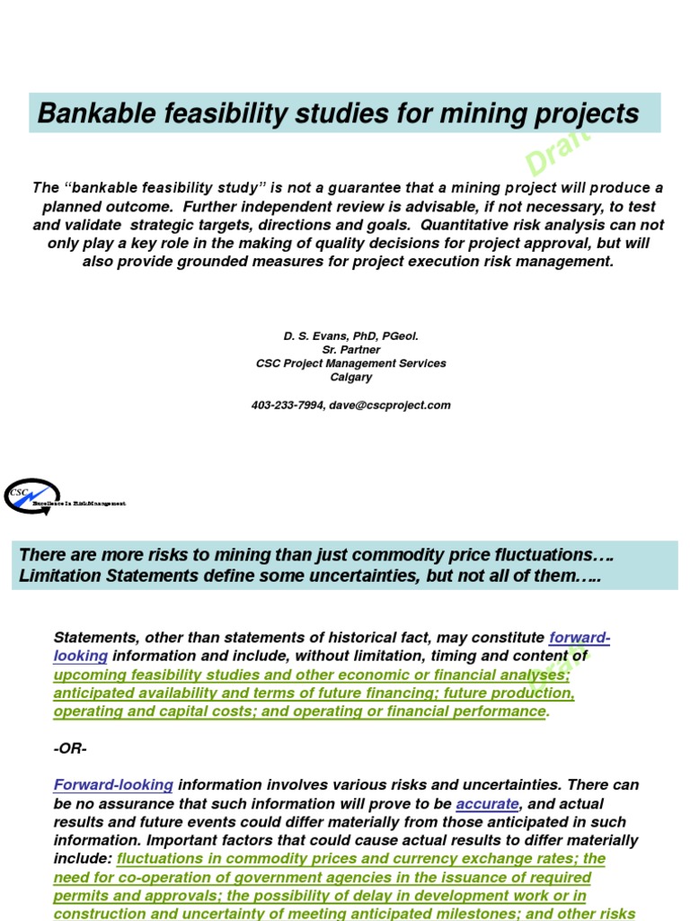 Bankable Feasibility Study (BFS) For Mining Project | PDF | Risk ...