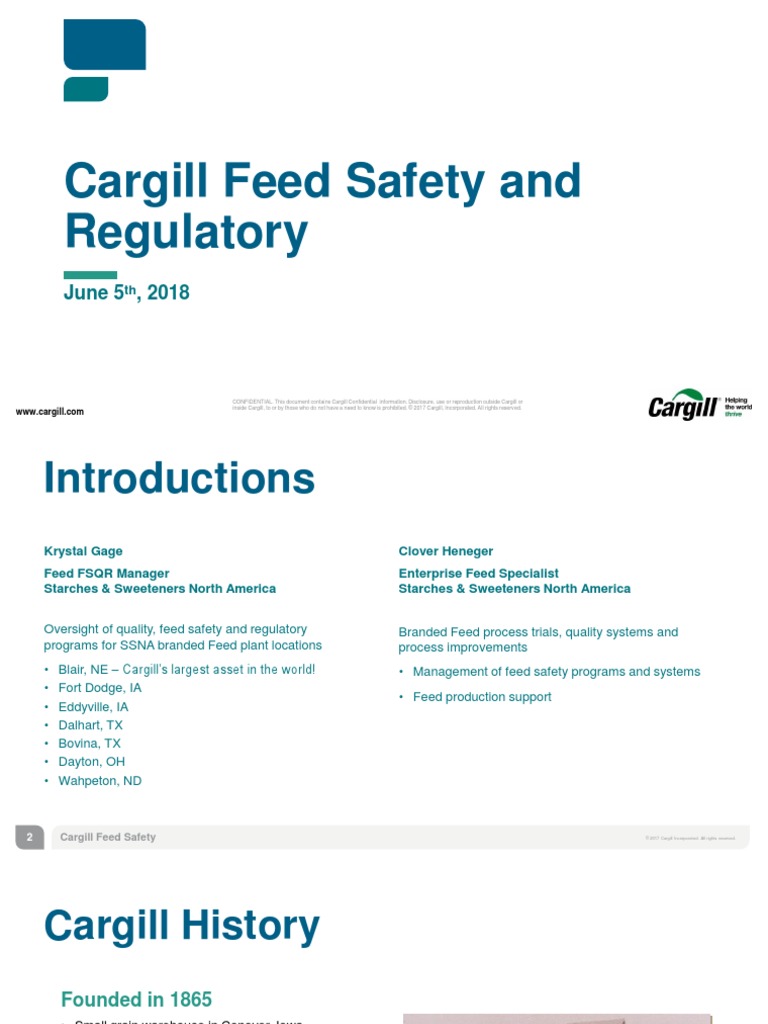 Cargill Feed Safety and Regulatory | PDF | Food And Drug Administration ...