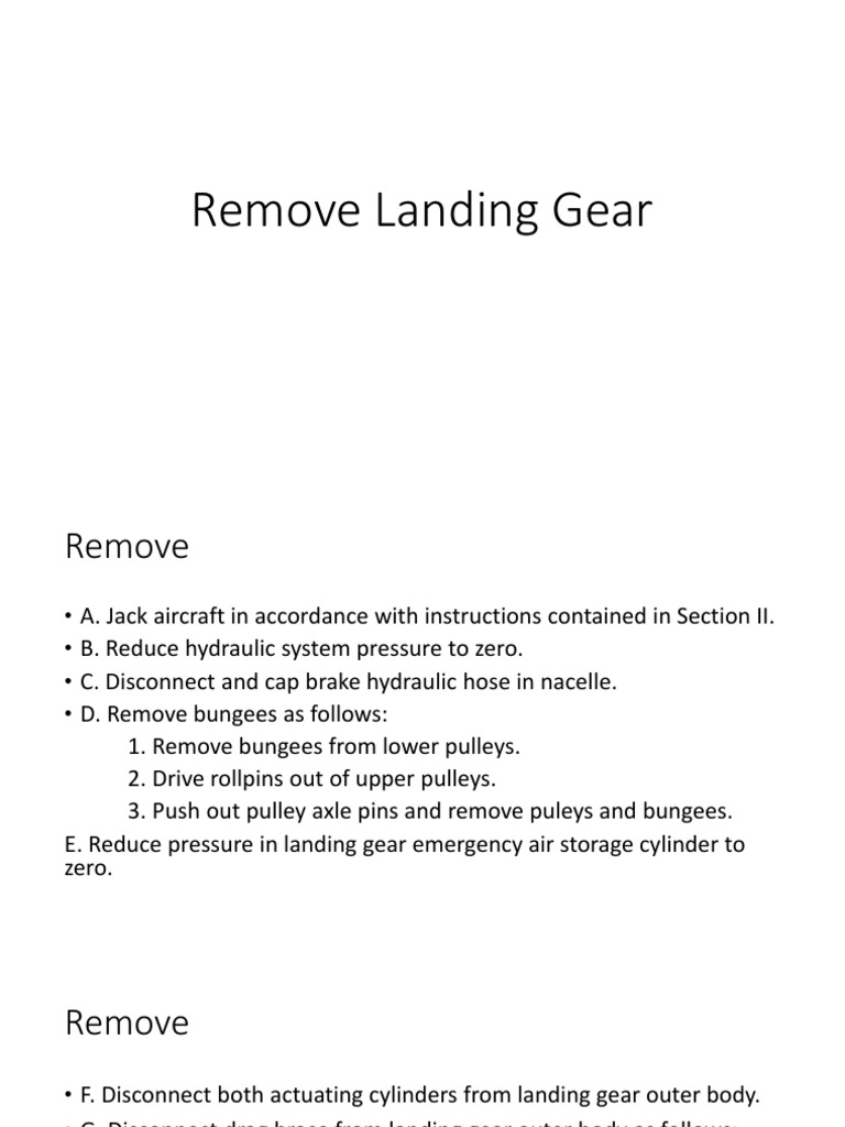Landing Gear Removal Procedure Guide | PDF