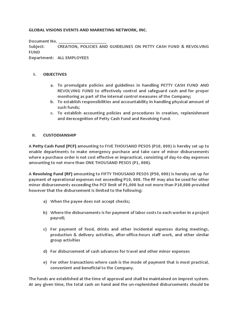 PCF Policy | Download Free PDF | Cheque | Payments