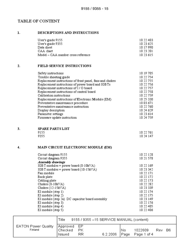 Powerware 9155, 9355 (8-15kVA) Service Mannual PDF | PDF | Fuse ...