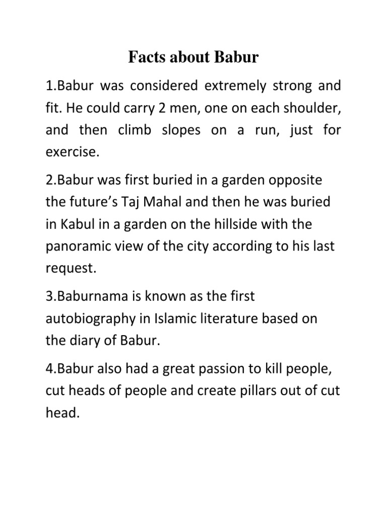 Facts About Babur | PDF
