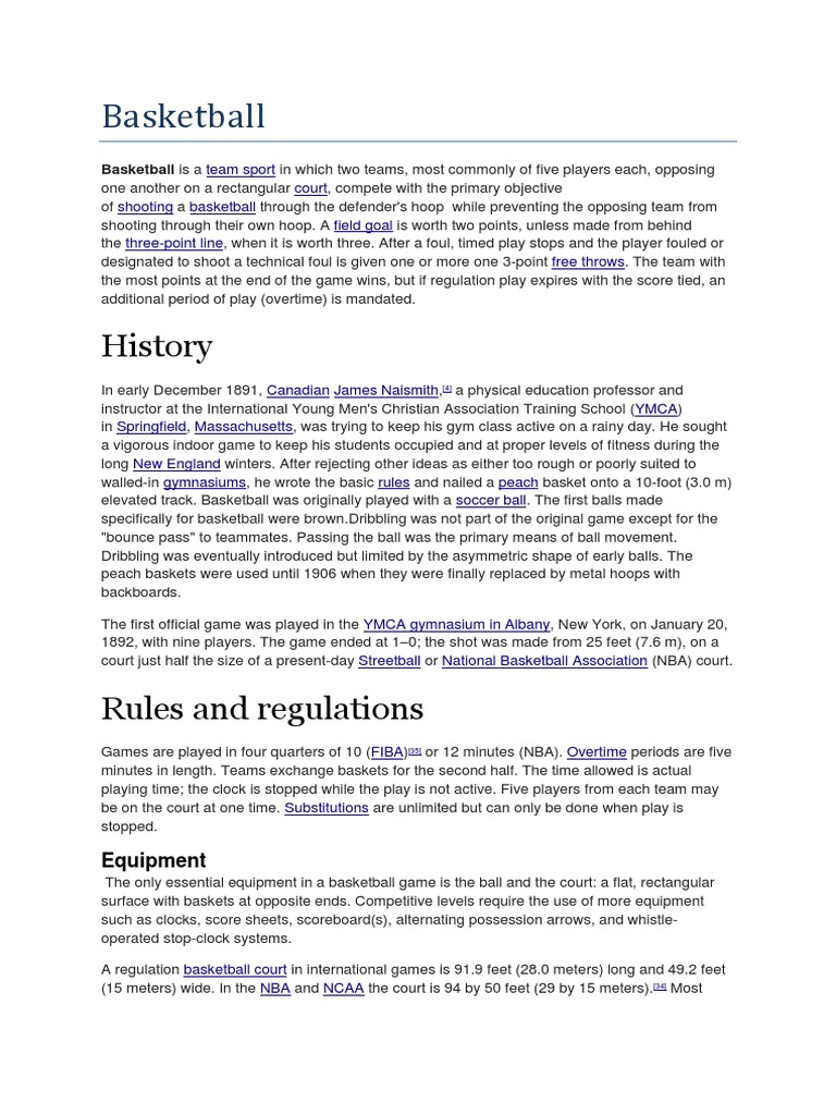 Basketball | PDF | Rules | Competitive Games