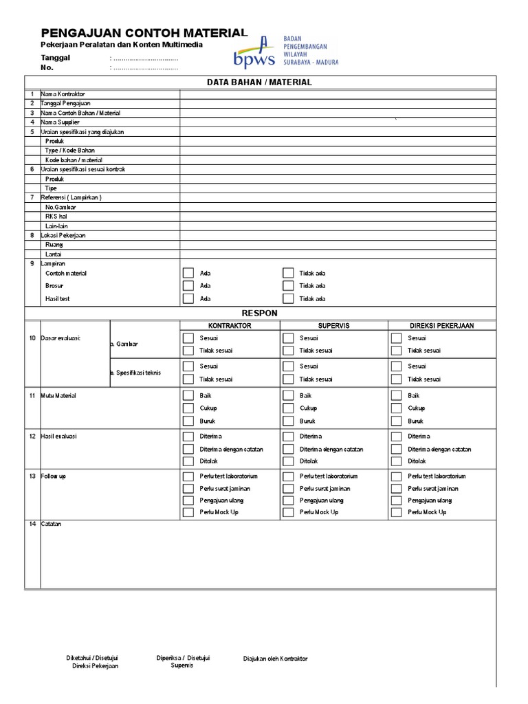 Form Pengajuan Material | PDF