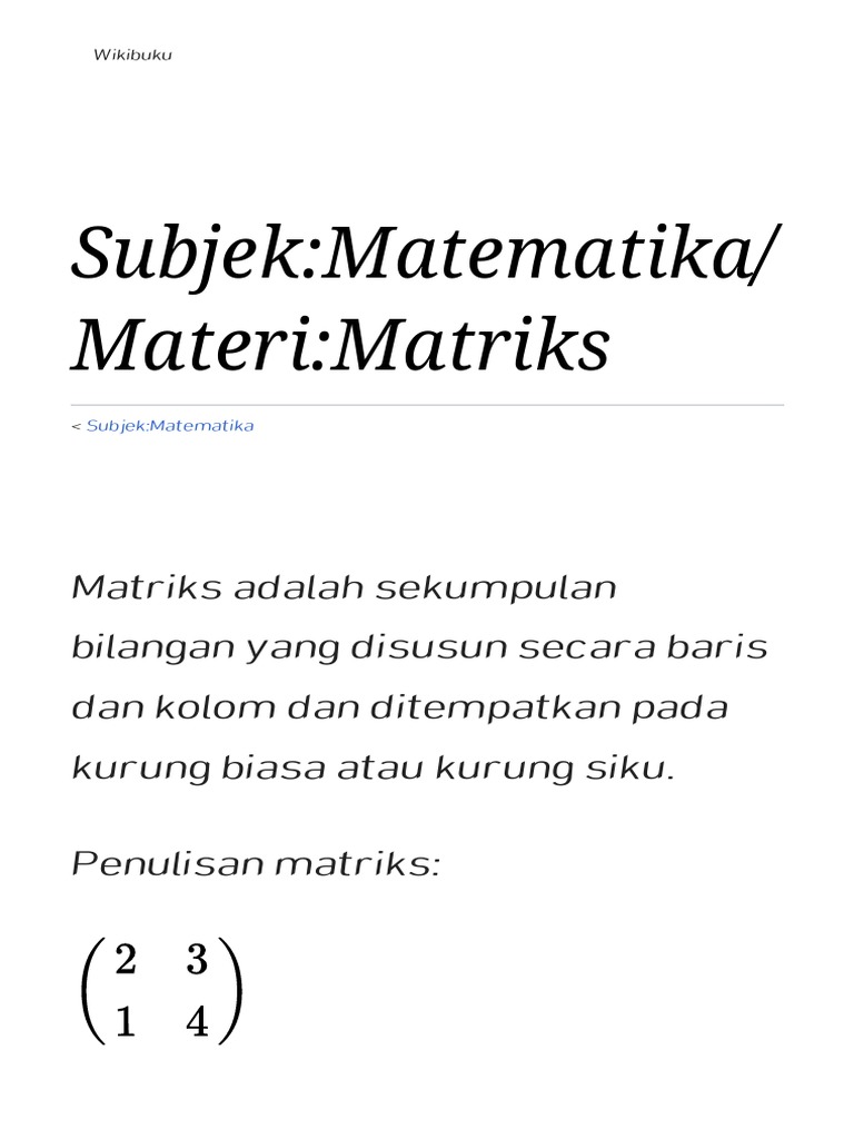 Subjek - Matematika - Materi - Matriks - Wikibuku Bahasa Indonesia PDF ...