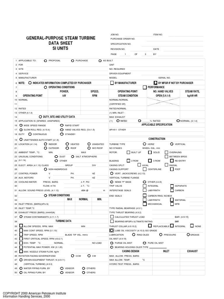 API 611, General-Purpose Steam Turbines | PDF | Bearing (Mechanical ...