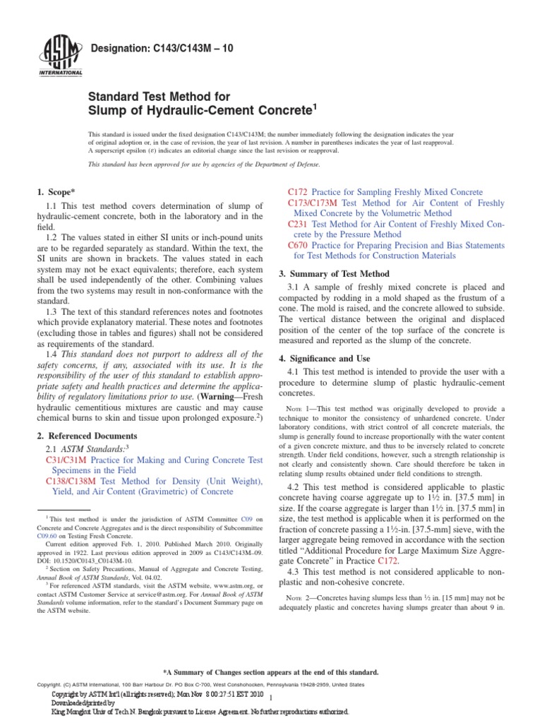 Astm c143 Slump | PDF | Concrete | Nature