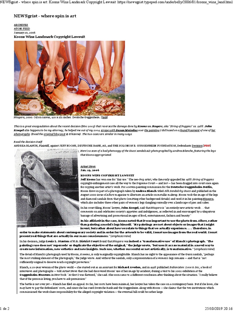 Koons Copyright | PDF | Fair Use | Lawsuit