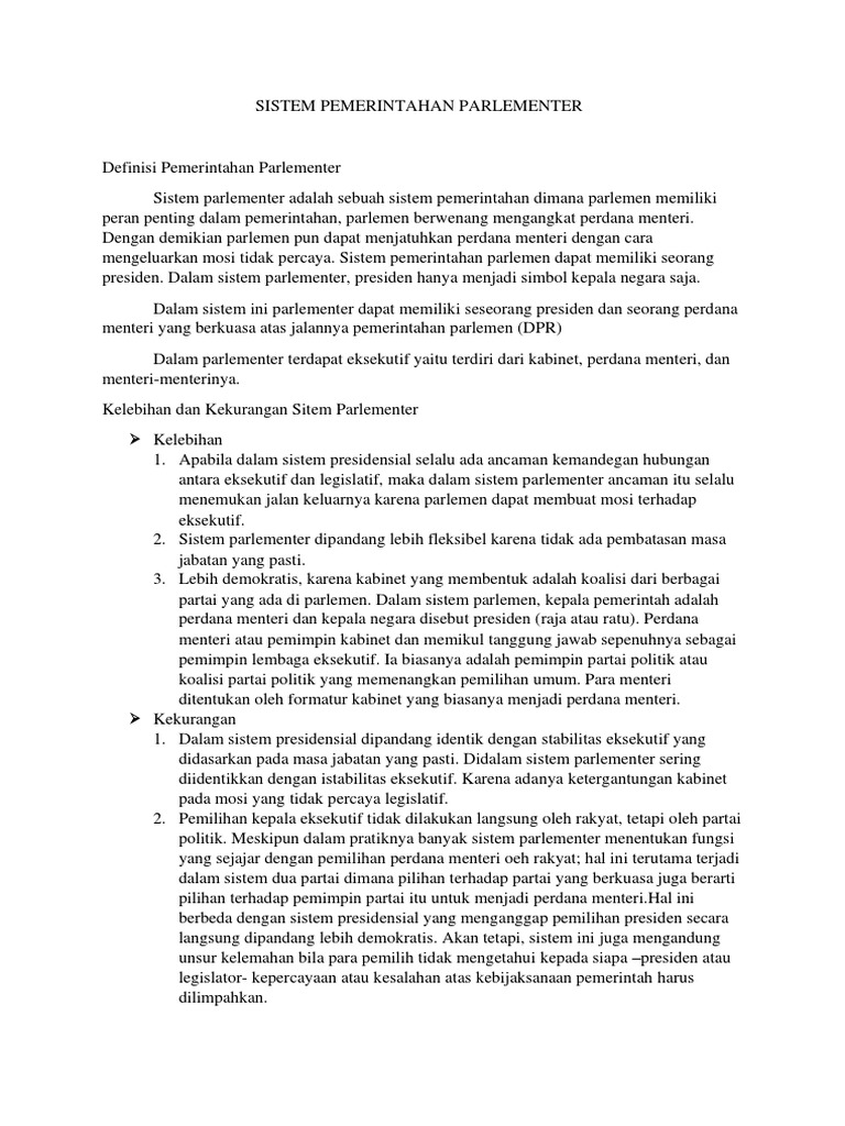 Sistem Parlementer | PDF