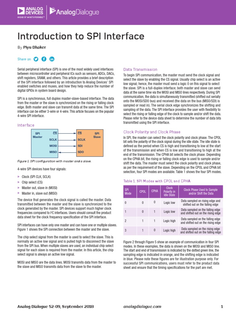 Introduction To Spi Interface PDF | PDF | Digital Electronics ...