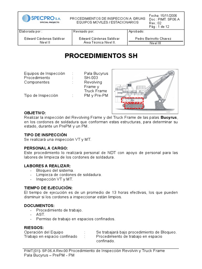 Procedimeinto de Trabajo en Revolving y Truck Frame Palas SH (1) .Rev 0 ...
