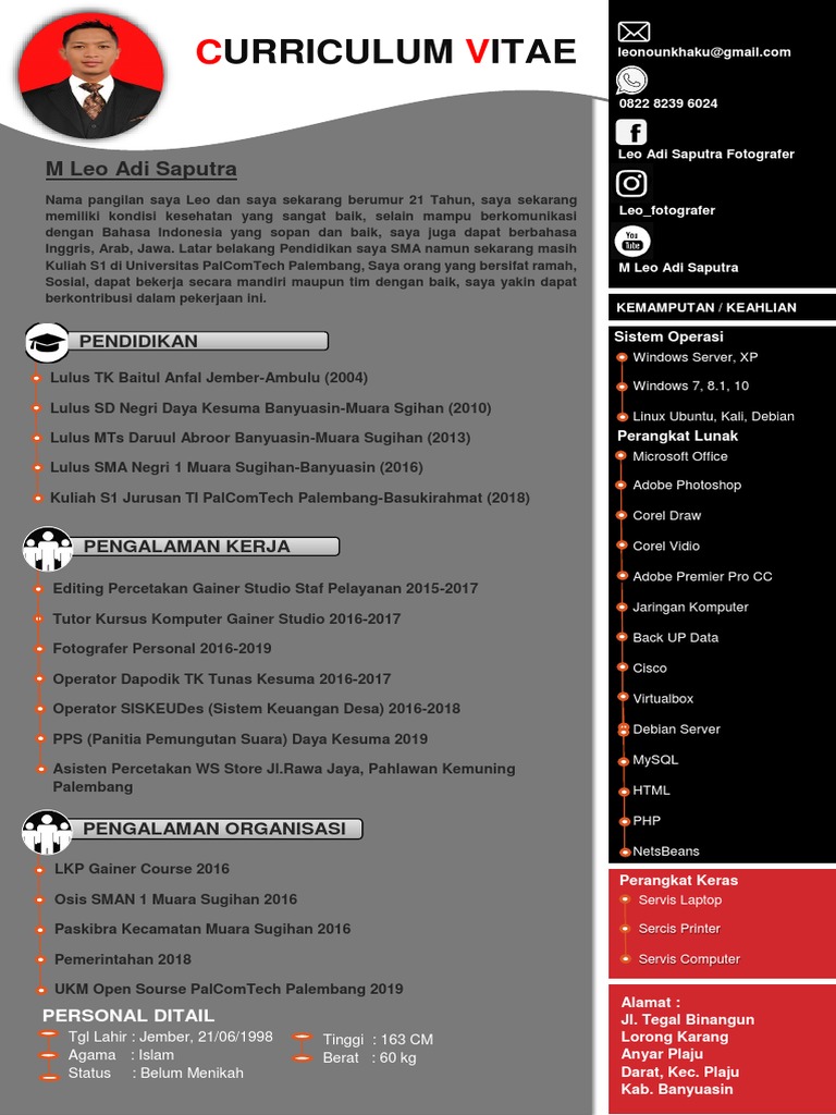 Curriculum Vitae Leo Adi Saputra - Profil Lengkap Seorang Fotografer dan Mahasiswa Teknologi ...
