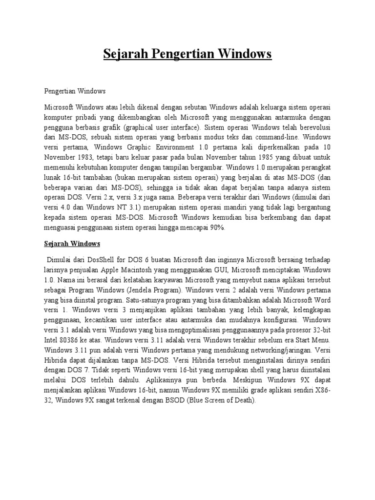 SEJARAH WINDOWS | PDF