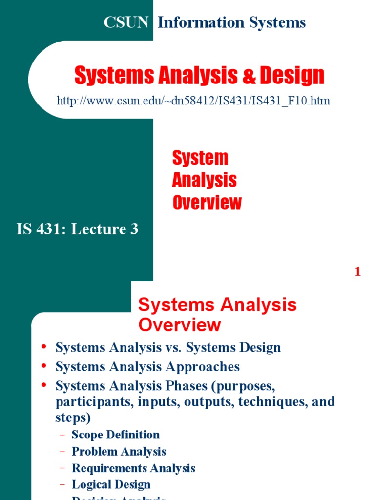 Systems Analysis Overview and Phases | PDF | System | Analysis