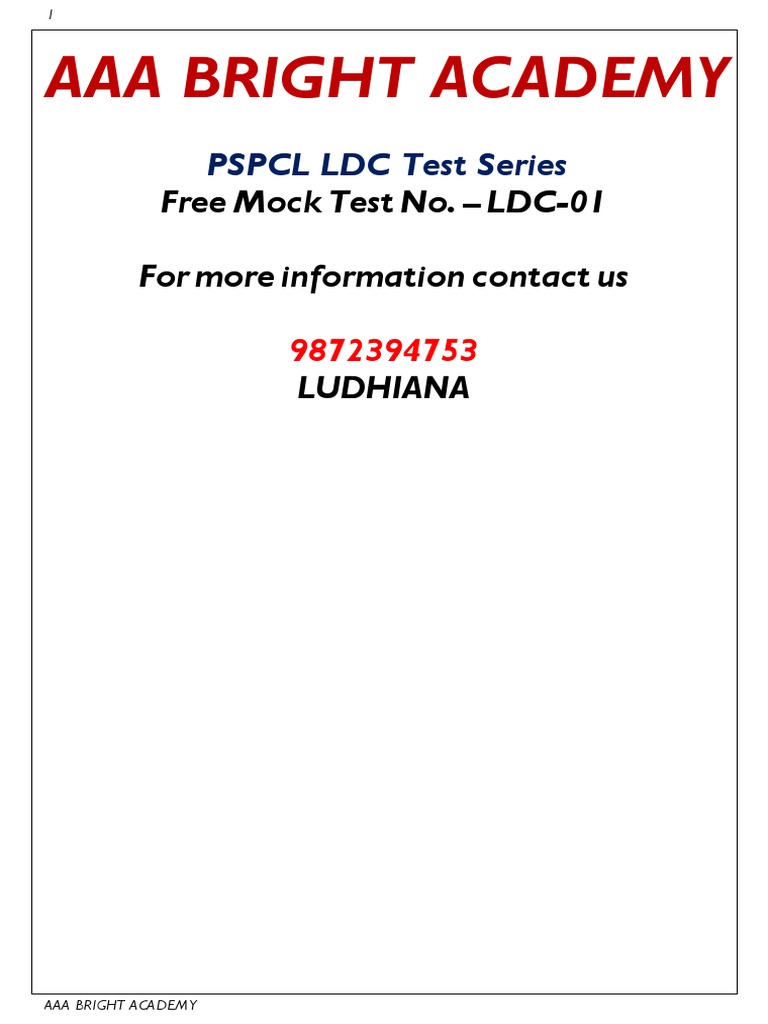 PSPCL LDC Mock Test With Answers | PDF | Operating System | Interest