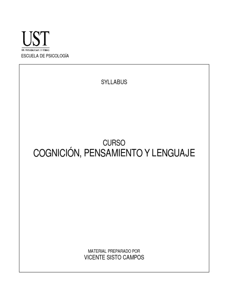 Syllabus Cog Pens Leng PDF | PDF | Psicología cognitiva | Sicología