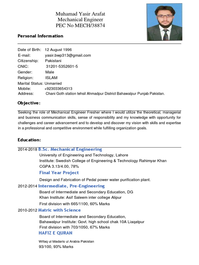 Yasir CV | PDF | Pakistan