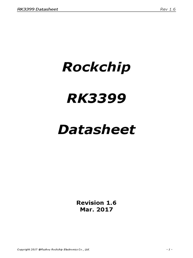 Rockchip RK3399 Datasheet V1.6 | PDF | Arm Architecture | Cpu Cache