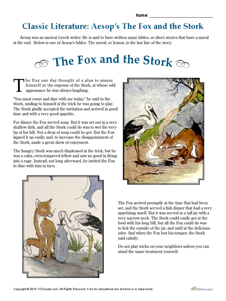 The Fox and The Stork | PDF