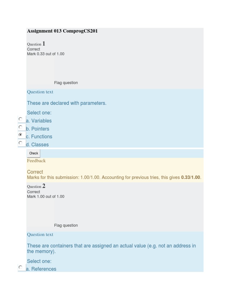 Assignment 013 ComprogCS201 | PDF | Pointer (Computer Programming) | Variable (Computer Science)