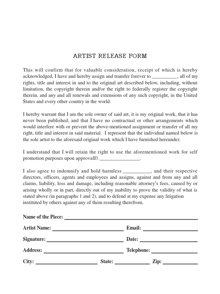 Artist Artwork-Release-Form | PDF