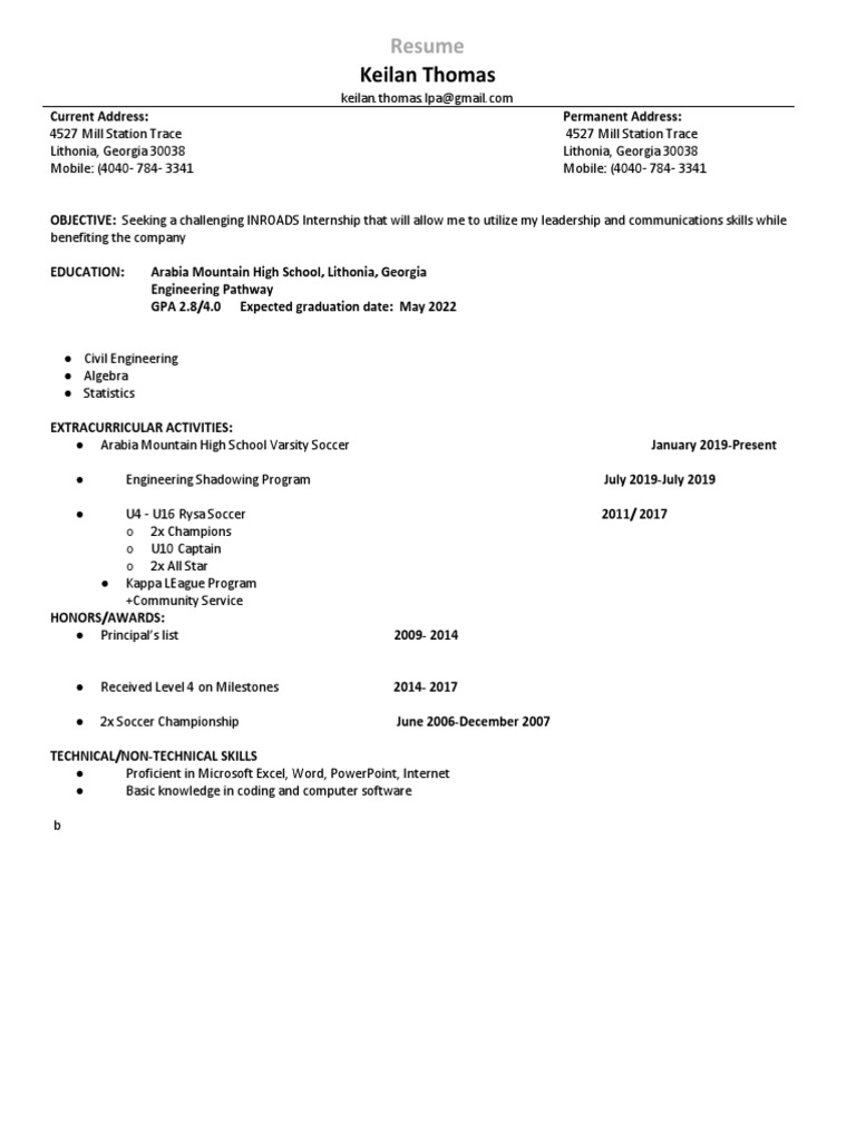 Sample Resume Without-Work-History | PDF